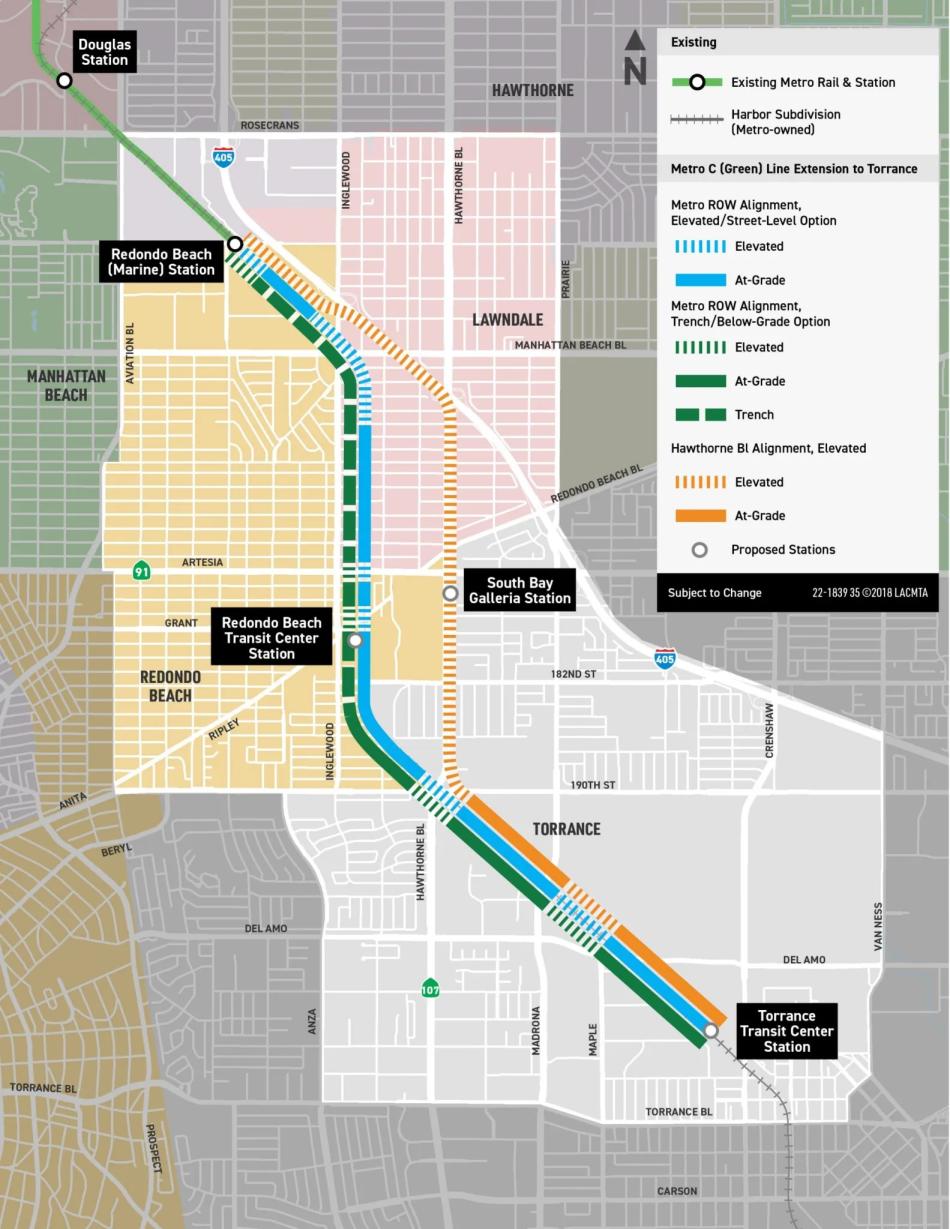 Draft EIR released for C Line extension to Torrance | Urbanize LA